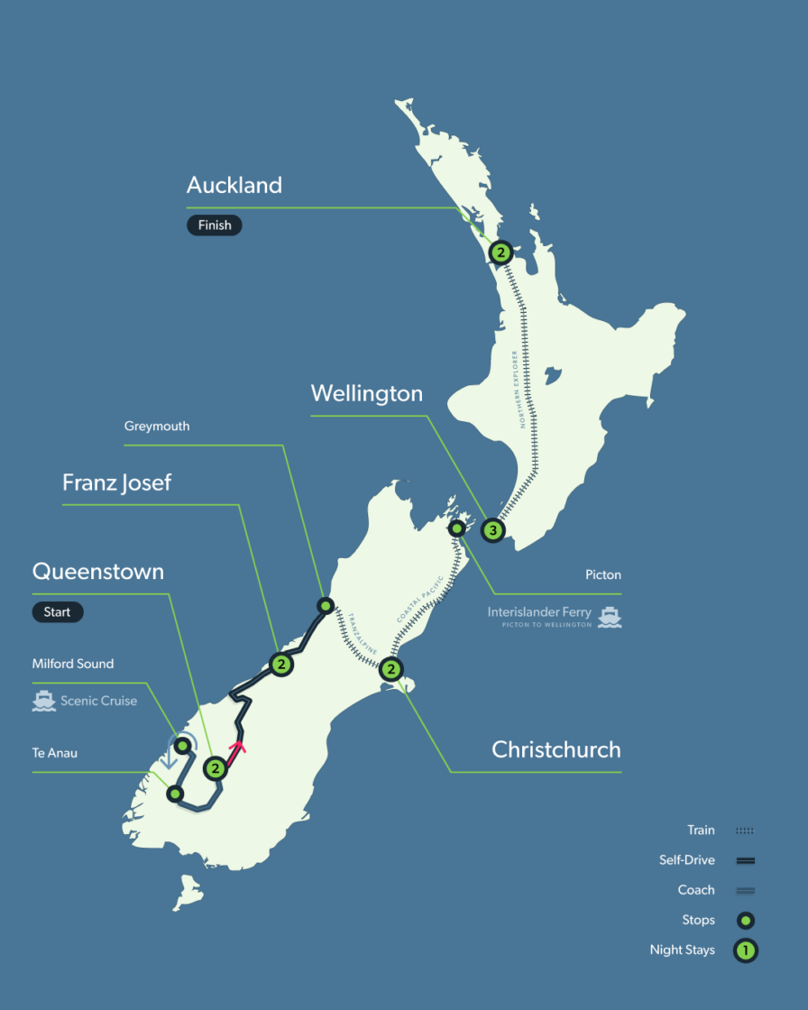 12 Day Grand Rail Explorer – Self-Drive & Rail – New Zealand | ANZCRO